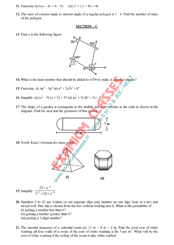 Class 8 Mathematics Sample Paper 1 - EXAMIUM CLASSES